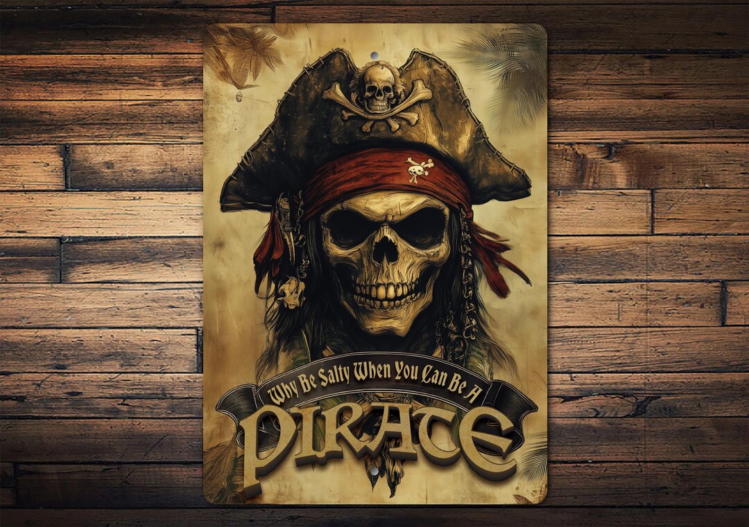 Salty Pirate Sign, Funny Beach Decor, Pirate Humor, Pirate Lover Gift ...