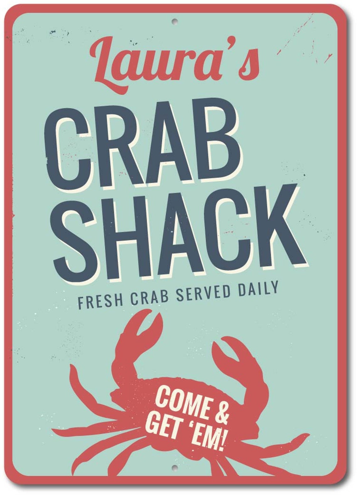 Crab Come & Get 'em Sign Custom Crab Shack Seafood Lover | Etsy