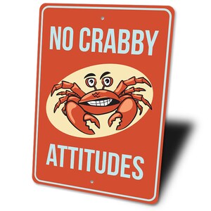 No Crabby Attitudes, Crab Decor, Ocean Sign, Crab Lovers, Beach Sign ...