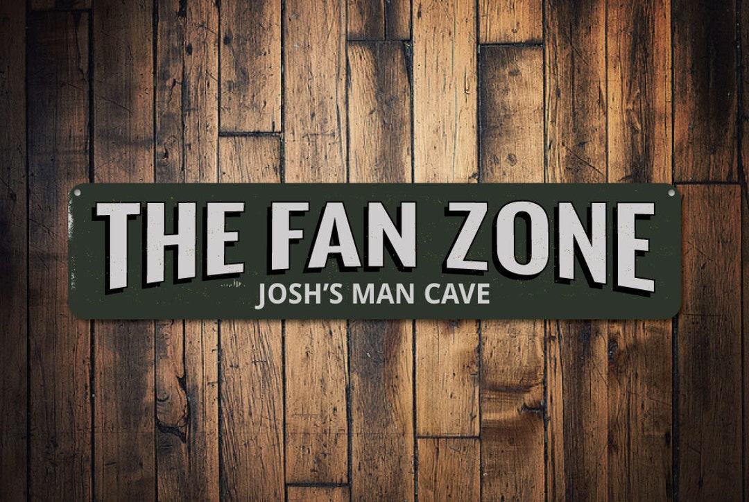 Fan Zone Sign, Personalized Man Cave Name Sign, Custom Sports Fanatic ...