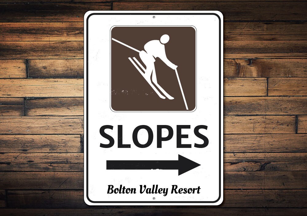 Slopes Arrow Sign Personalized Skier Valley Ski Resort Name | Etsy