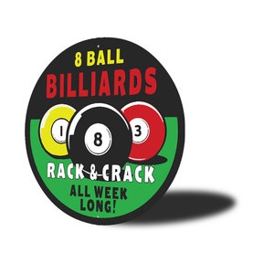 8 Ball Billiards Sign, Custom Billiard Sign, Pool Lovers, Billiards ...