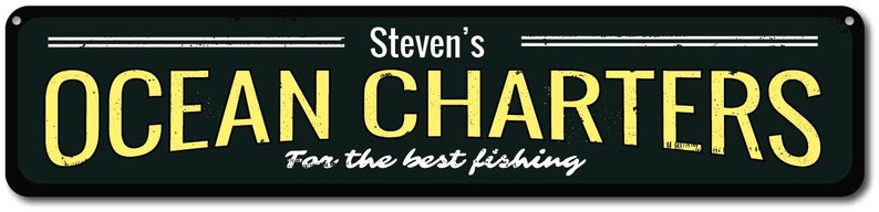 Ocean Charters Sign, Personalized Best Fishing Sign, Custom Name Beach ...