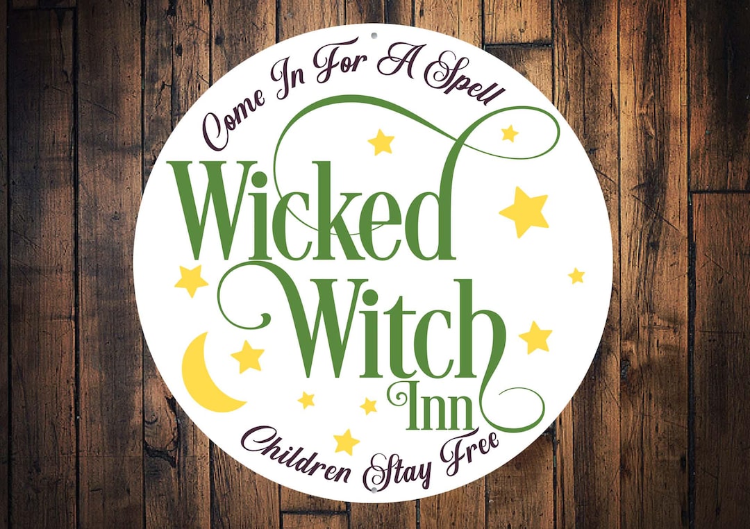 Wicked Witch Inn Sign, Halloween Front Door Metal Sign, Vintage Front ...