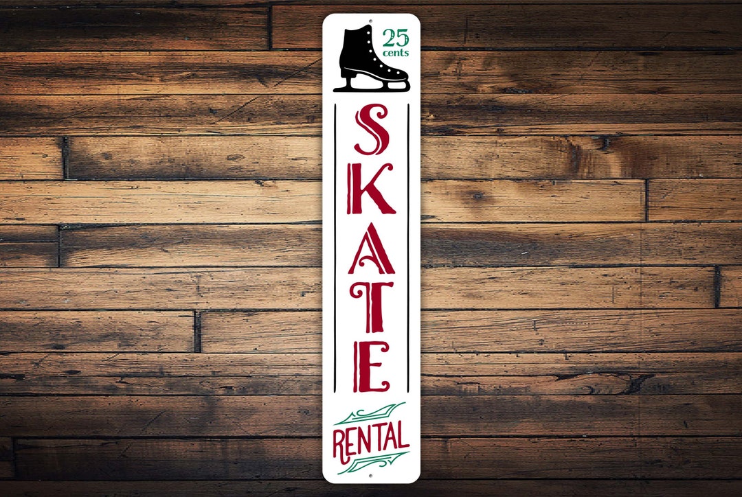 Skate Rental Sign, Winter Front Door Sign, Skate Rental Porch Sign ...