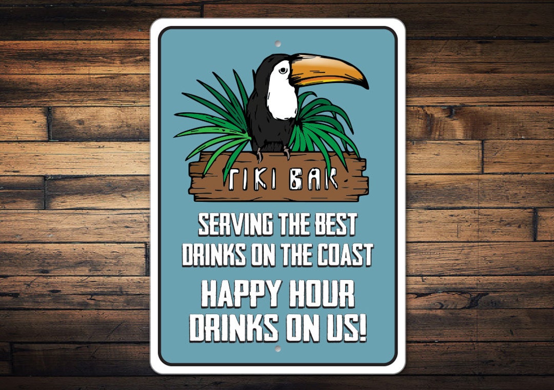 Toucan Tiki Bar Sign, Tiki Bar Decor, Beach Tiki Gift, Tiki Lover Gift ...