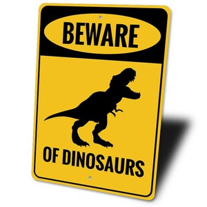 Dinosaurs Beware Sign, T-rex Sign Decor, Warning Dino Sign, Dino Sign ...