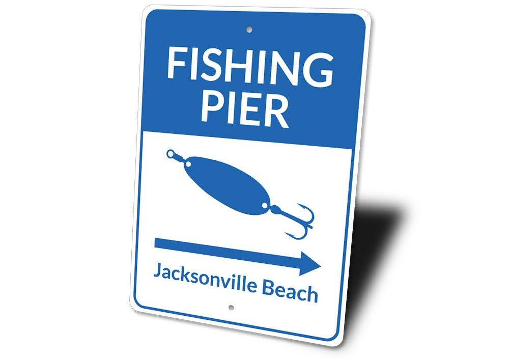 Fishing Pier Sign, Jacksonville Beach, Fish Decor Gifts, Metal Fish ...