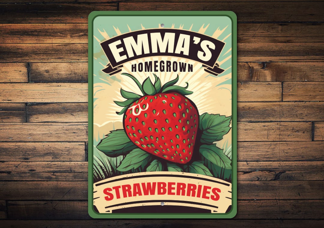 Homegrown Strawberry Sign, Strawberry Garden, Custom Garden Sign ...