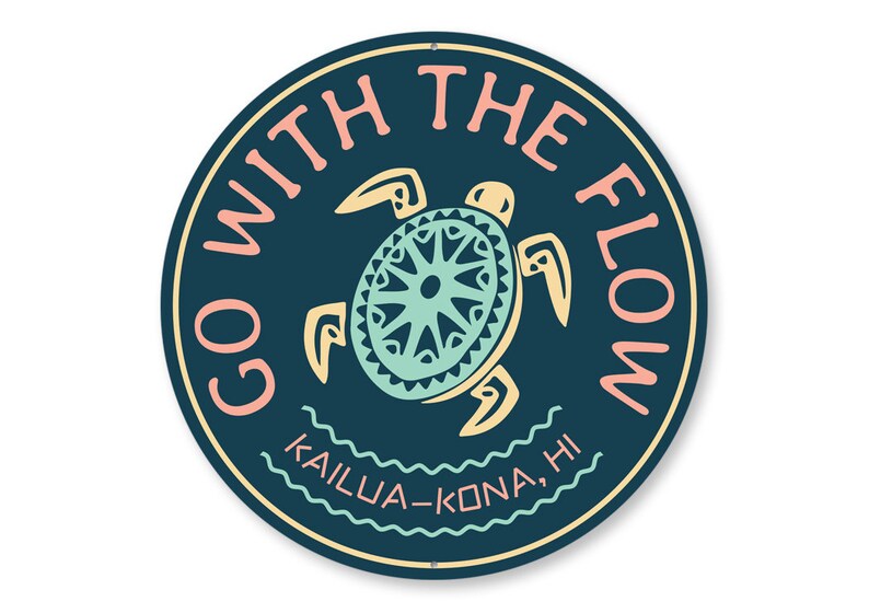 Go With the Flow Sign Cute Turtle Decor Turtle Sayings - Etsy