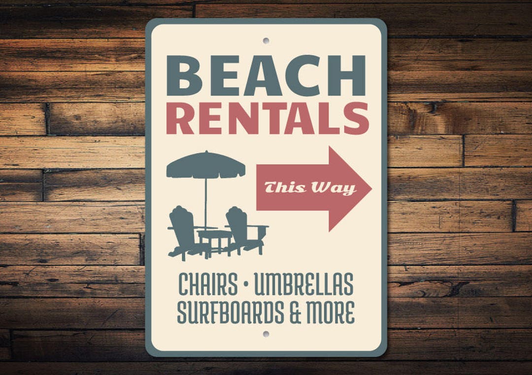 Beach Rentals Sign, Beach Chair Sign, Rentals Arrow Sign, Beach Condo ...