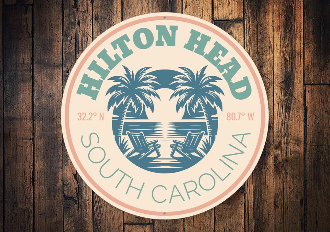 Hilton Head Sign, South Carolina Decor, GPS Coordinates Sign, Custom ...