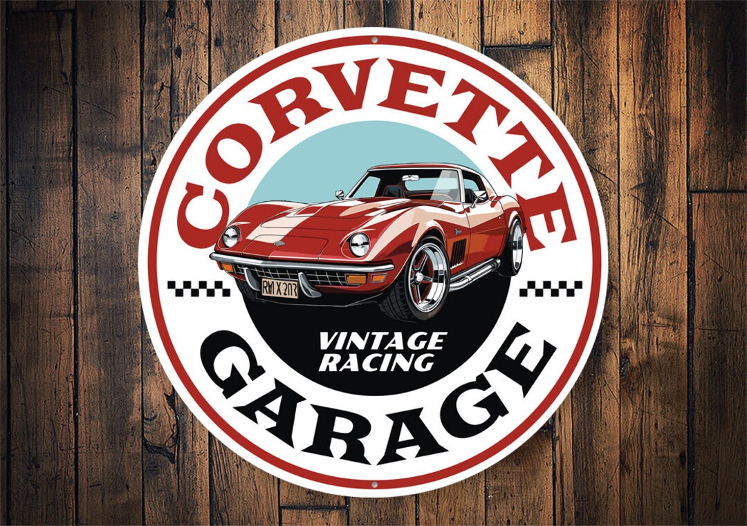 Corvette Garage Sign, Vintage Racing Decor, Corvette Lover Gift ...