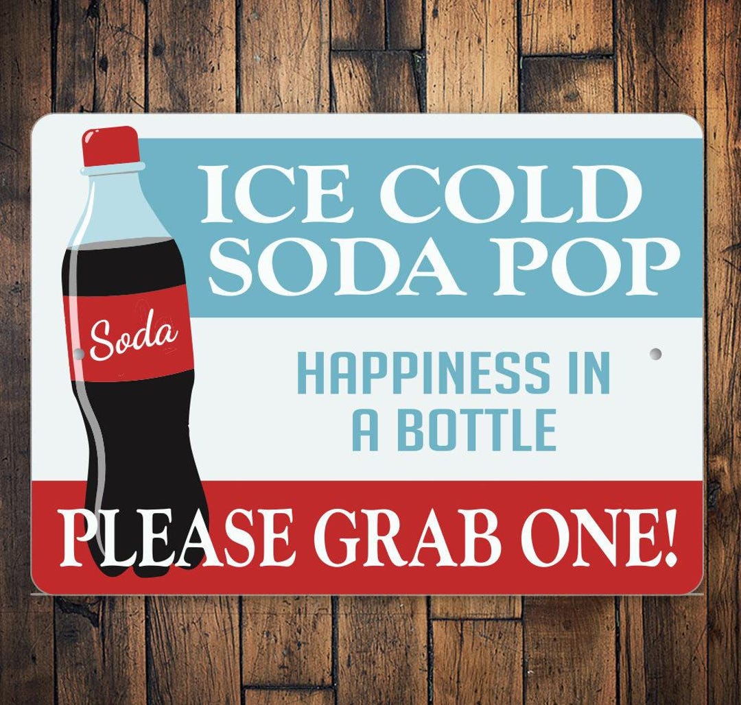 Ice Cold Soda Pop Sign, Soda Lover Gift, Retro Soda Decor, Kitchen Gift ...
