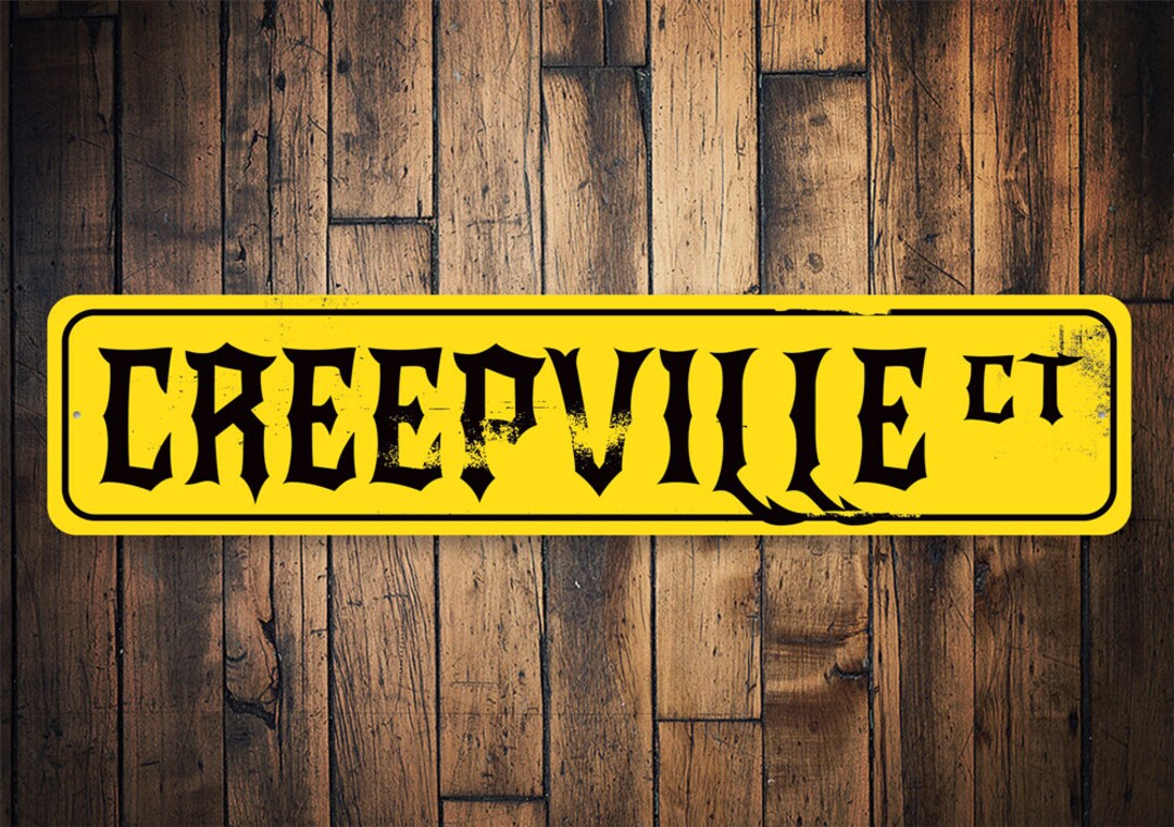 Creepville CT Sign, Creepy Town Sign, Halloween Decor, Haunted House ...