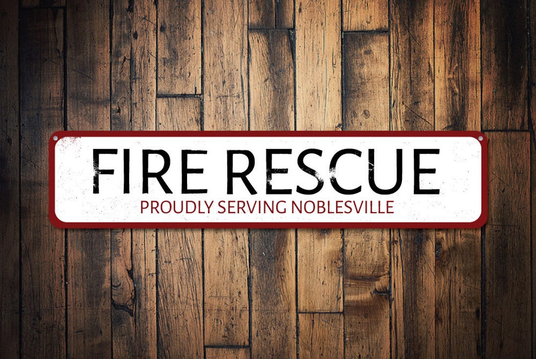 Fire Rescue Proudly Serving City Sign, Personalized Firehouse Decor ...
