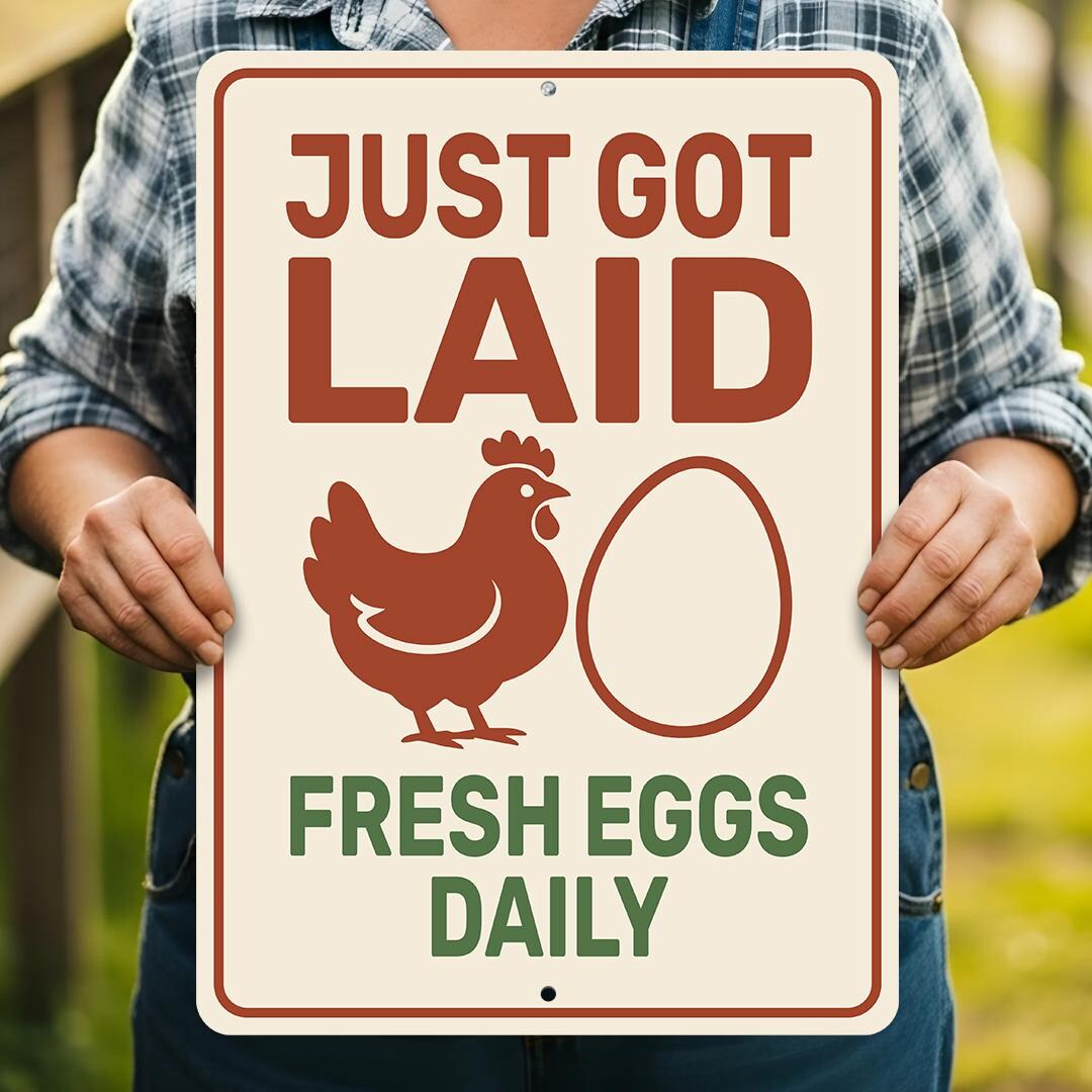 Just Got Laid Fresh Eggs Daily Sign, Farmhouse Egg Decor, Chicken Coop ...