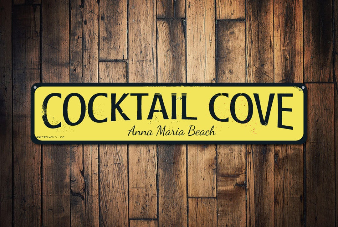 Cocktail Cove Sign, Personalized Beach Location Sign, Custom Beach Bar ...