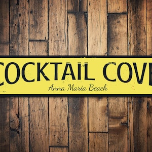 Cocktail Cove Sign, Personalized Beach Location Sign, Custom Beach Bar ...