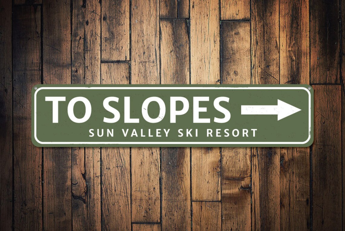 To Slopes Arrow Sign Personalized Ski Resort Name Sign - Etsy