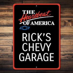 Heartbeat of America Sign, Custom Chevy Logo Sign, Chevy Slogan Sign ...