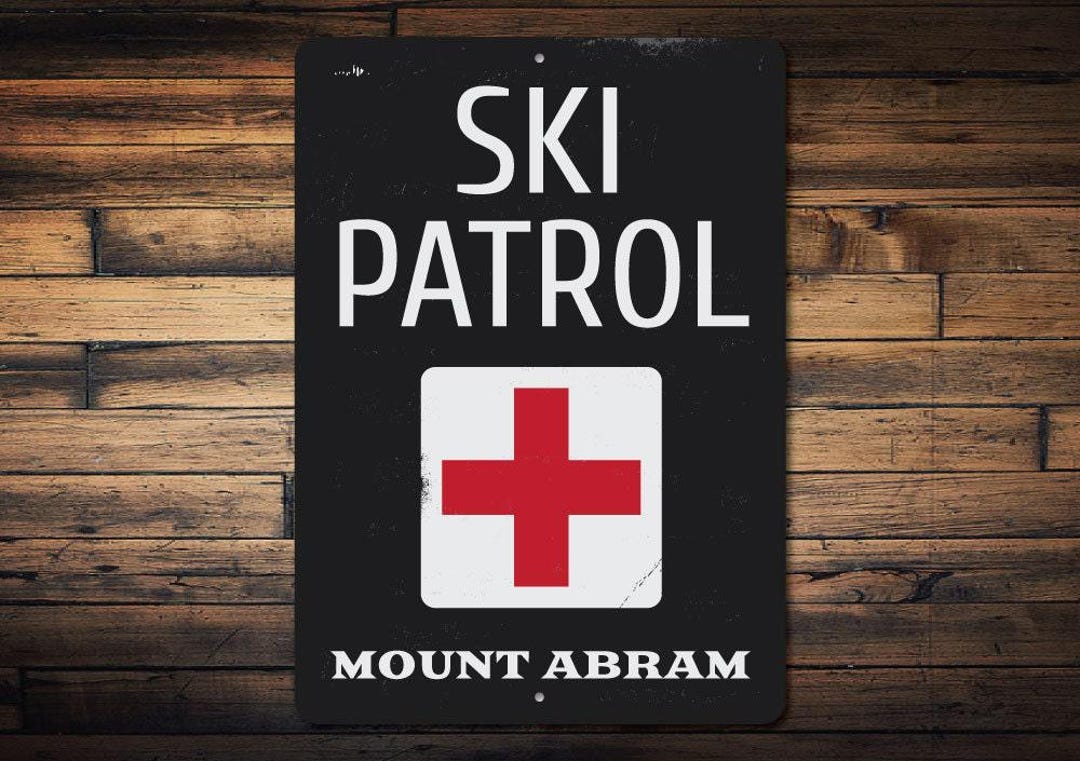 Cross Ski Patrol Sign, Personalized Ski Location Mountain Name Metal ...