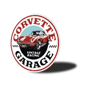 Corvette Garage Sign, Vintage Racing Decor, Corvette Lover Gift ...