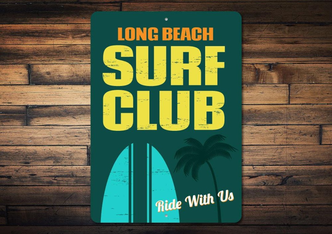 Beach Surf Club Sign, Custom Surfer Ride With Us Decor, Personalized ...