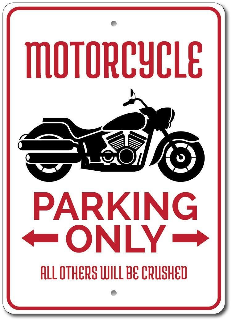 Motorcycle Parking Sign Motorcycle Sign Motorcycle Gift for | Etsy