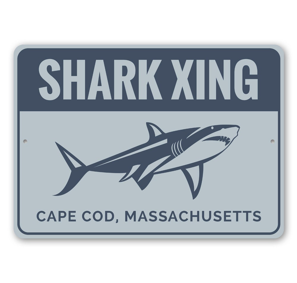 Shark Crossing Sign Cape Cod Decor Shark Lovers Decorations - Etsy