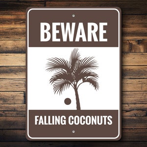 Palm Tree Signs, Palm Tree Sign, Falling Coconuts, Ocean Decor, Palm ...