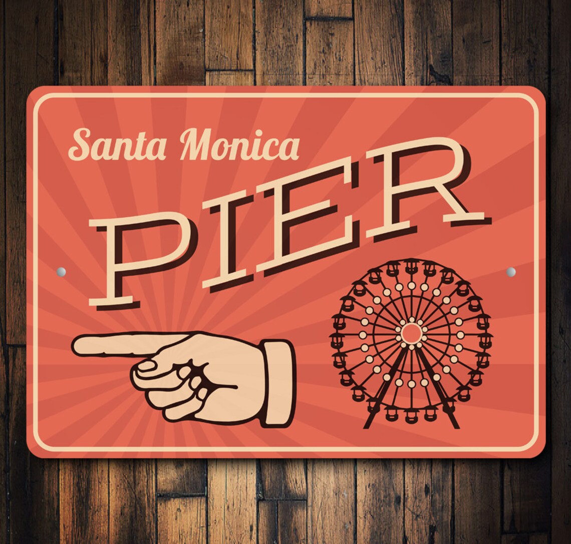 Santa Monica Sign Monica Pier Sign Ferris Wheels Metal Sea - Etsy
