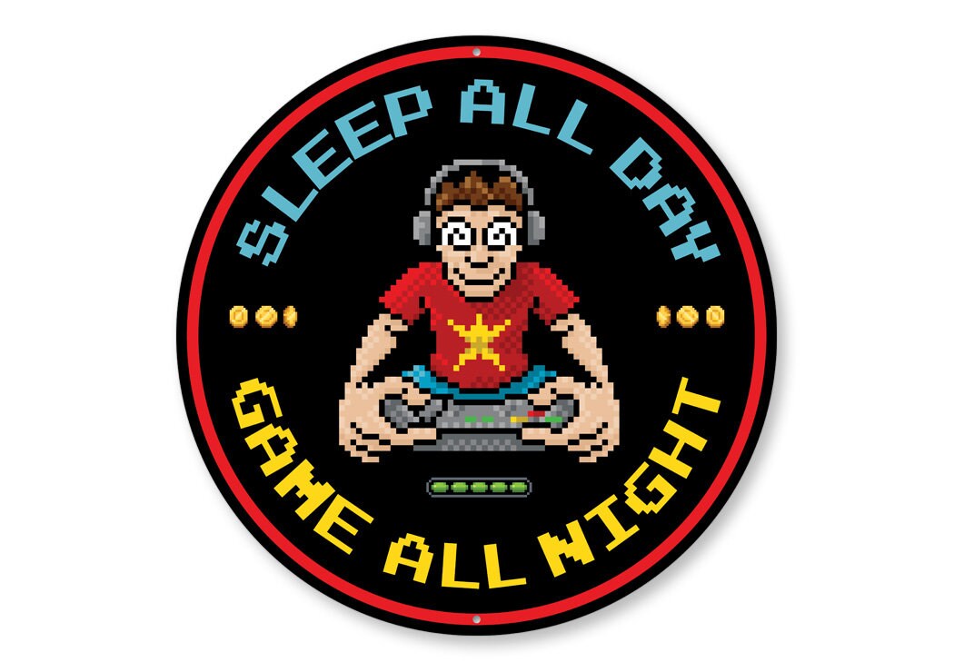 Sleep All Day Game All Night Sign Playroom Sign Game Room - Etsy