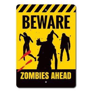 Beware Zombies Ahead Sign, Zombies Decor, Zombies Sign, Beware Sign ...