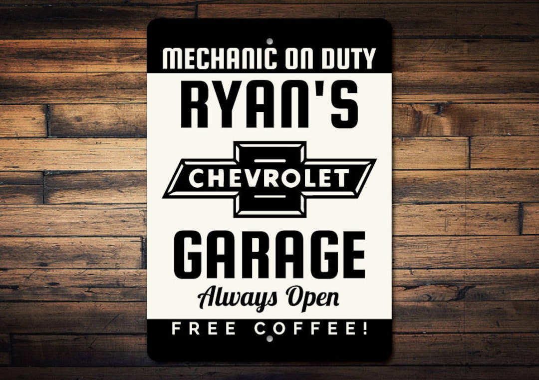 Chevy Garage Sign, Custom Chevy Gift, Mechanic Gift, Chevrolet Sign ...