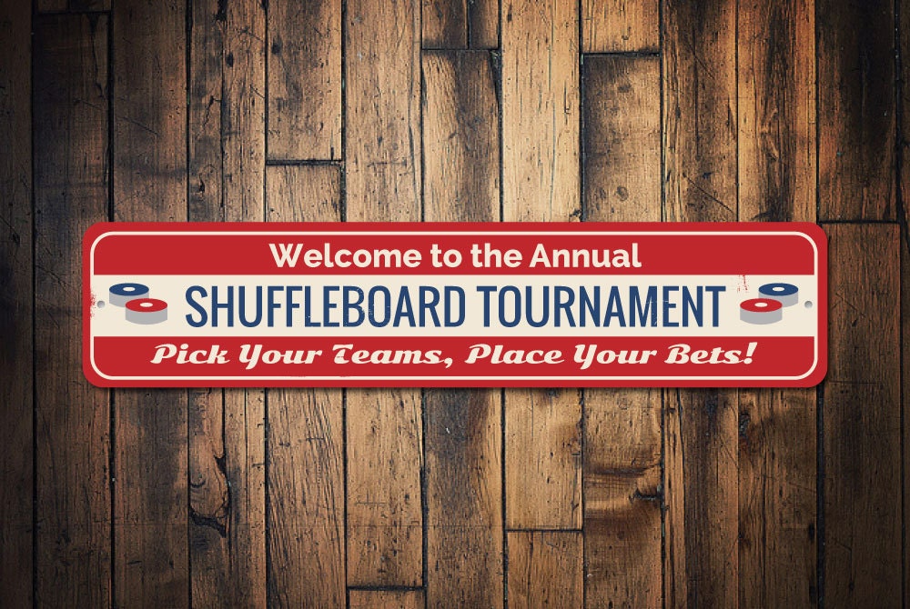 Shuffleboard Tournament Sign, Welcome Annual Party Game Winner Gift ...