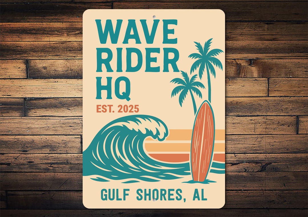 Wave Rider HQ Sign, Surfer Wall Decor, Surf Shack Decor, Coastal Surf ...