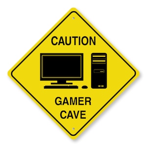 Caution Gamer Sign, Gamer Cave Sign, Custom Gamer Sign, Gamer Decor ...