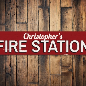Fire Station Sign, Custom Firefighter Sign, Firehouse Decor, Custom ...