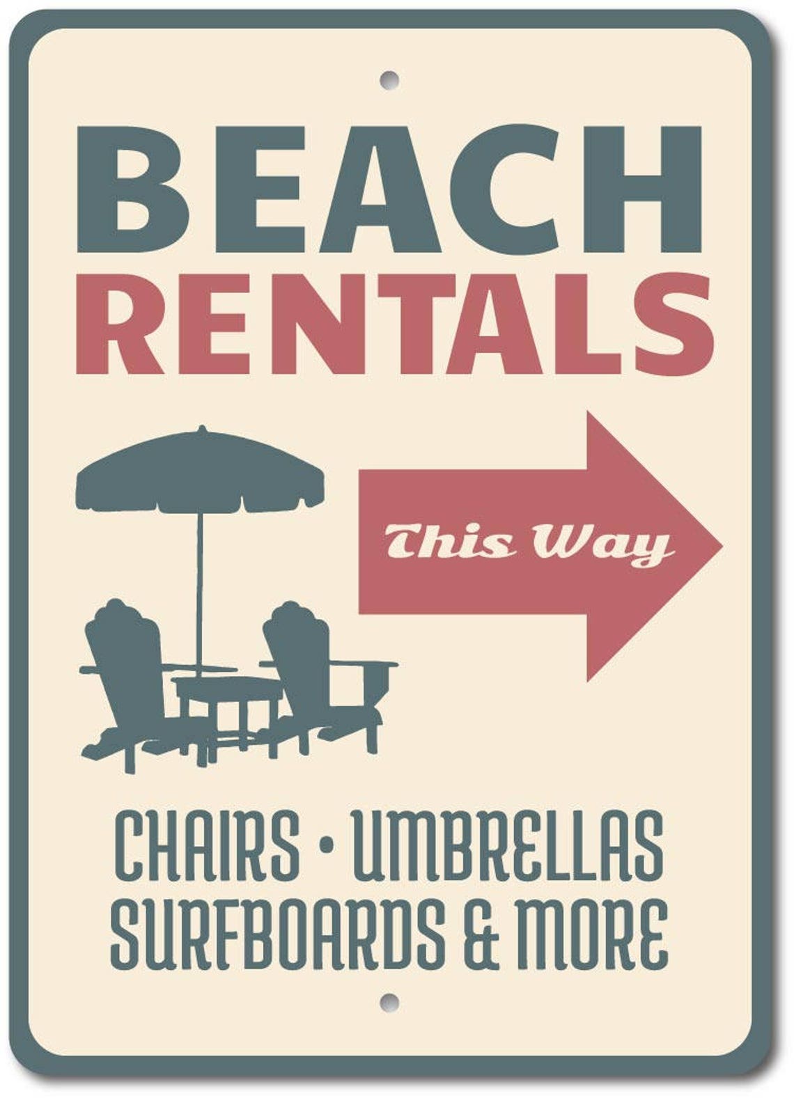 Beach Rentals Sign Beach Chair Sign Rentals Arrow Sign | Etsy