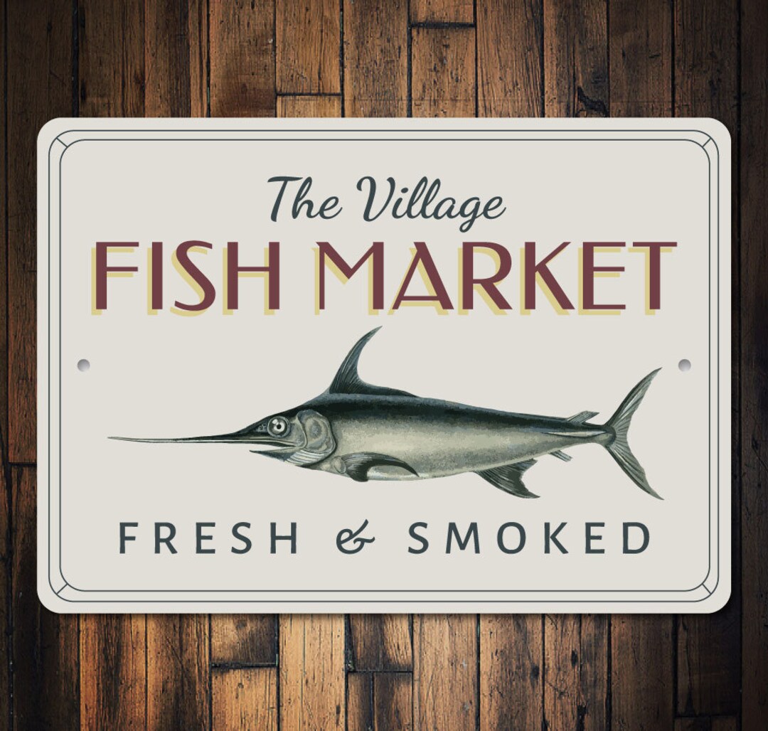Fish Market Sign, Fish Market Decor, Fish Sign, Swordfish Decor ...