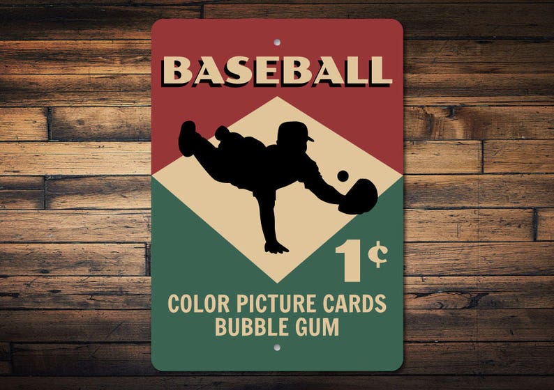 Baseball Card Sign Metal Baseball Decor Baseball Sign - Etsy