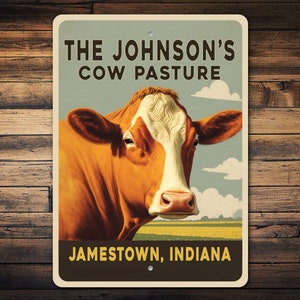 Cow Pasture Sign, Cute Farm Sign Decor, Custom Cow Sign, Cow Pasture ...