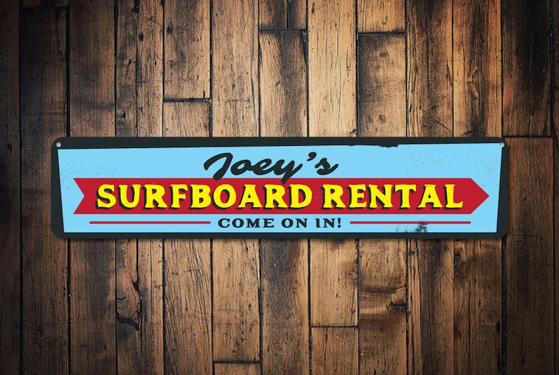 Surfboard Rental Sign Personalized Surf Shop Arrow Sign - Etsy
