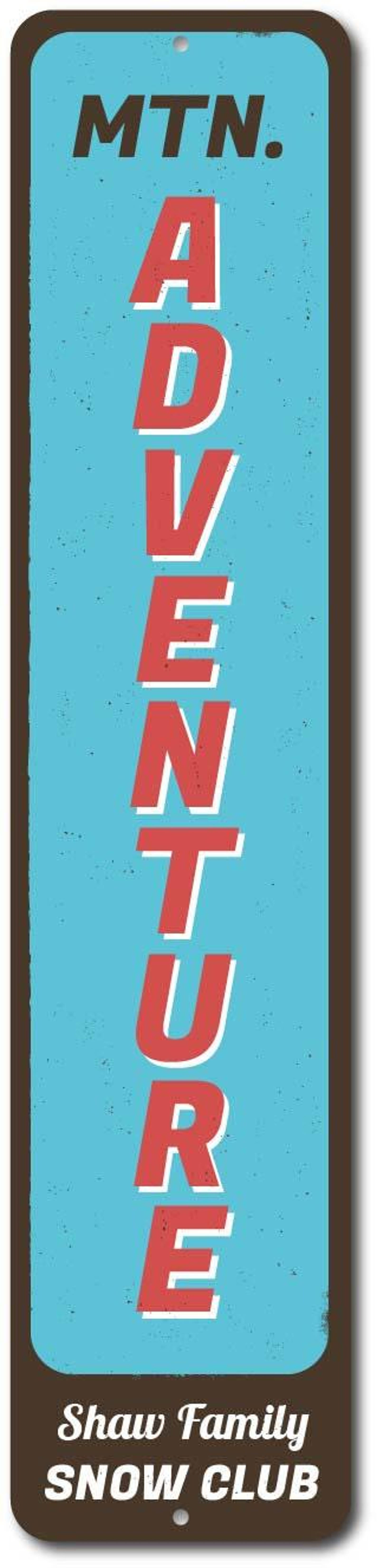 Mountain Adventure Vertical Sign, Personalized Family Last Name Snow ...