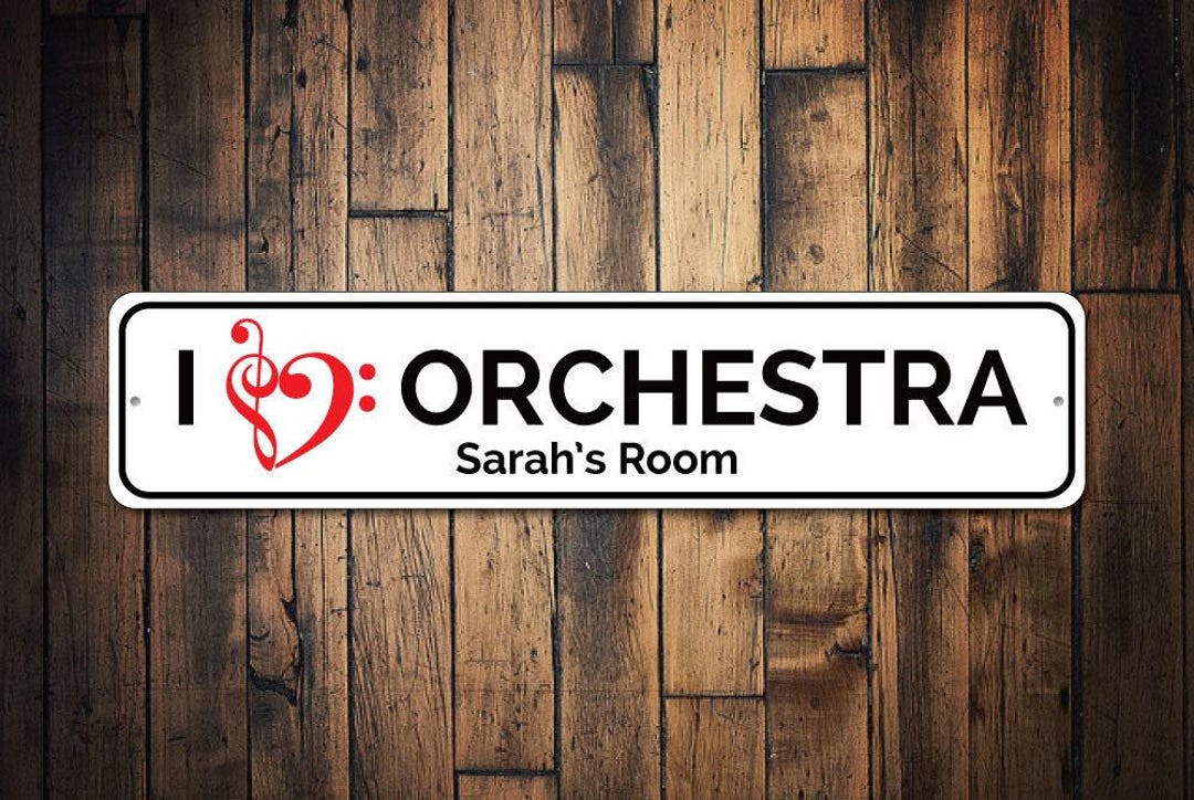 I Love Orchestra Sign, Treble Clef Decor, Gift for Musician, Music Room ...