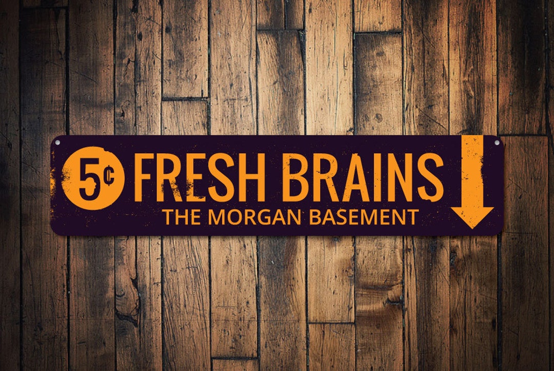 Fresh Brains Sign, Personalized 5 Cents Arrow Sign, Custom Family Name ...