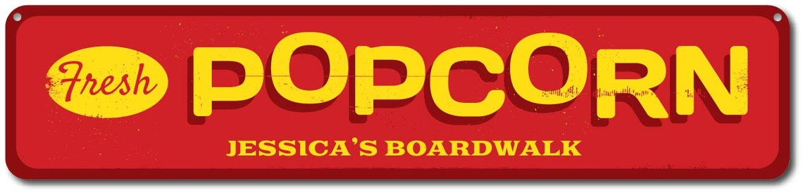 Fresh Popcorn Sign Personalized Boardwalk Name Sign Custom | Etsy