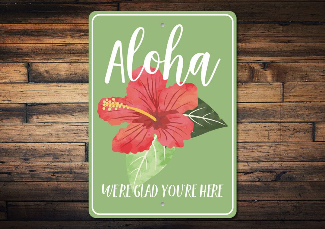 Aloha Decor, Aloha Sign, Hawaiian Flower Sign, Hibiscus Decor, Hibiscus ...