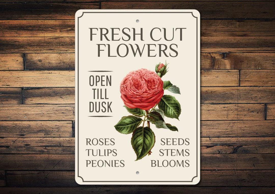 Rose Sign, Rose Lover Decor, Fresh Cut Flowers Sign, Cute Flower Market ...